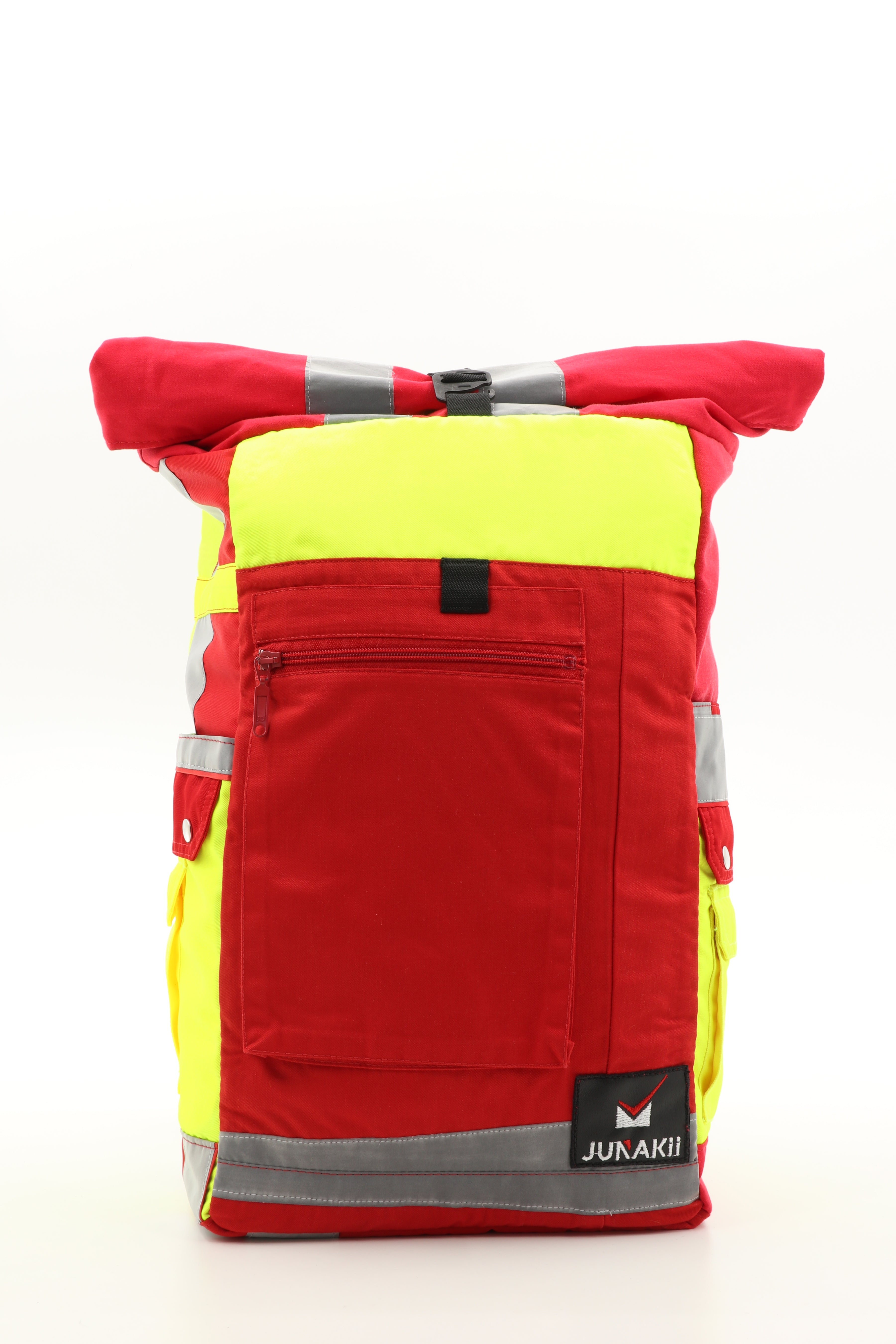 Rolltop Rucksack rot aus upgecycelter Rettungsdienstkleidung 63x27x17c